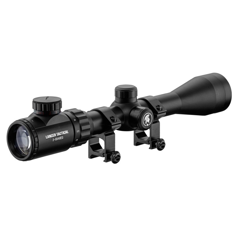 3-9x40E Illuminated Red and Green Scope - Black [Lancer Tactical